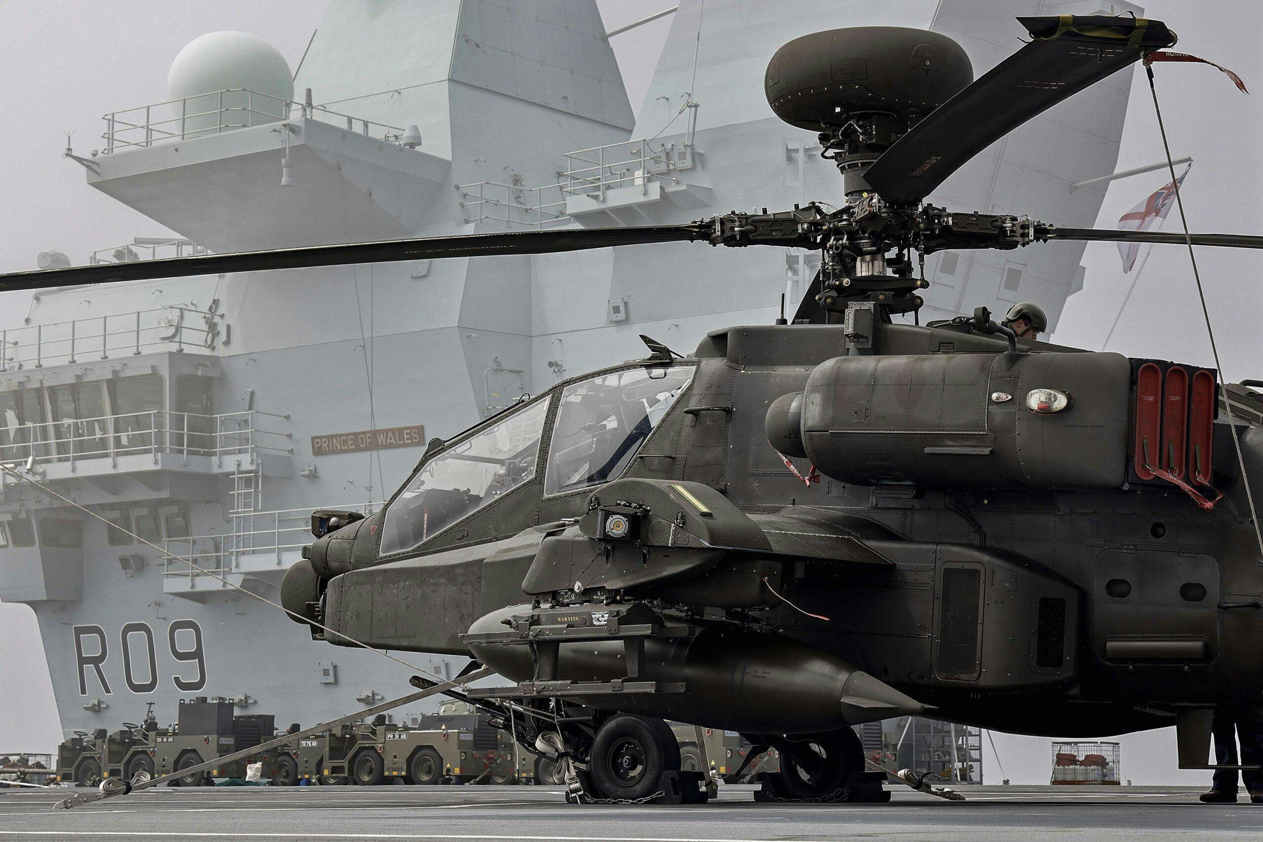 British carrier heads to sea with Apache gunships