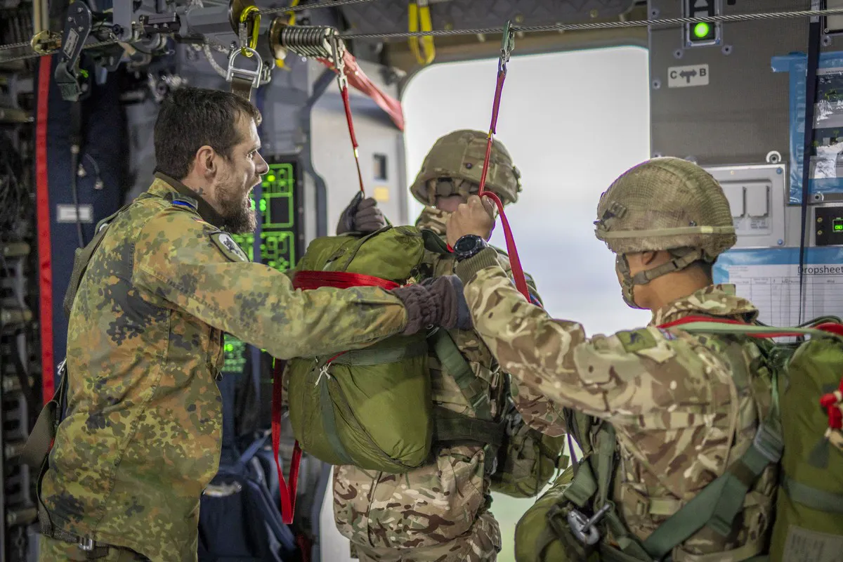 British and German paratroopers train together