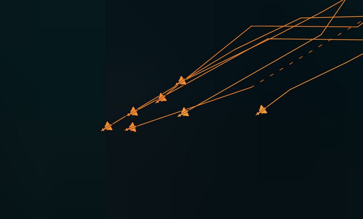 Formation of Typhoon jets conduct flypast training over North Sea
