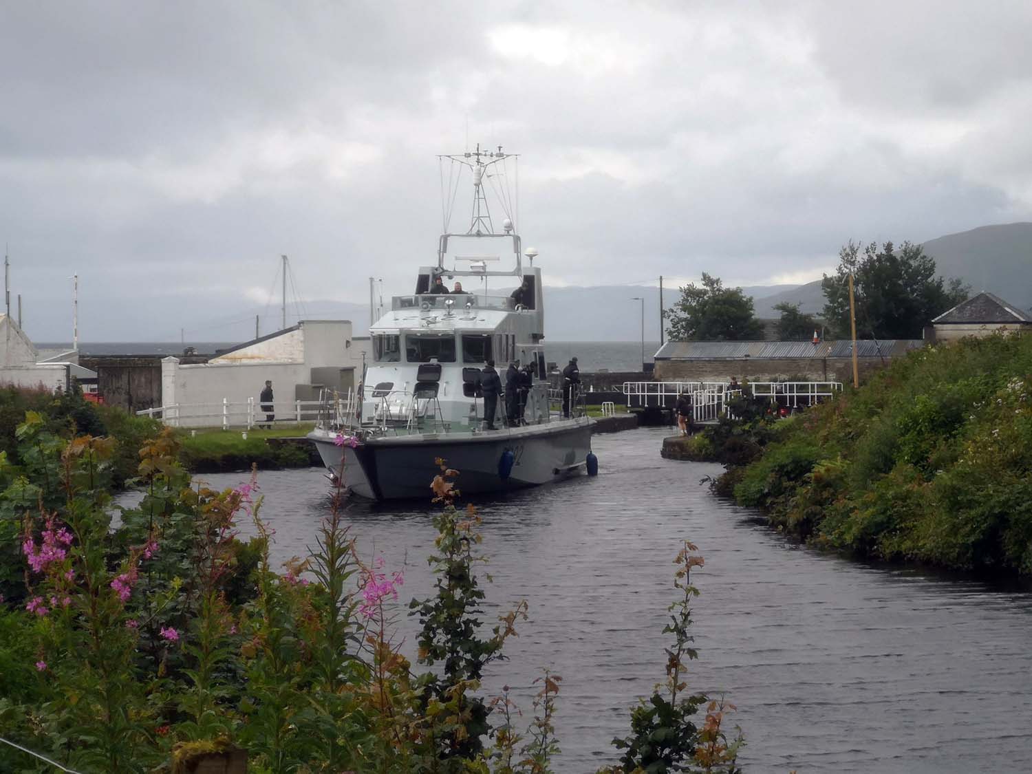 Royal Navy patrol boats navigate Scottish canals