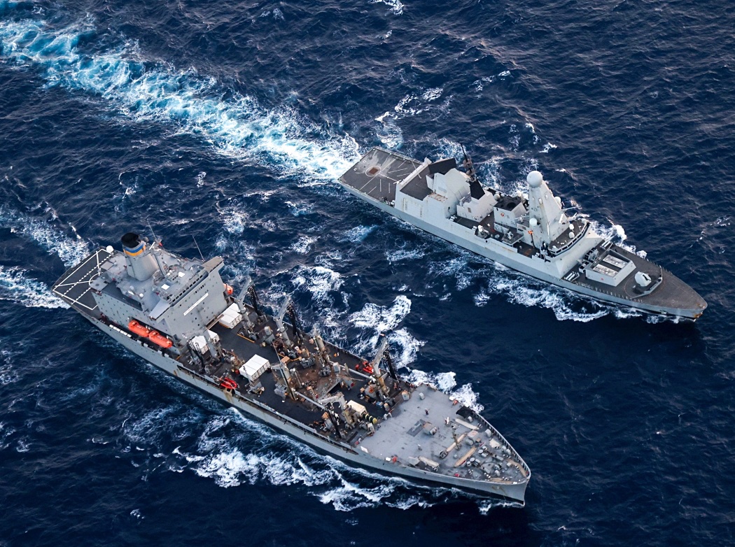 British warship shows battle-earned scorch marks