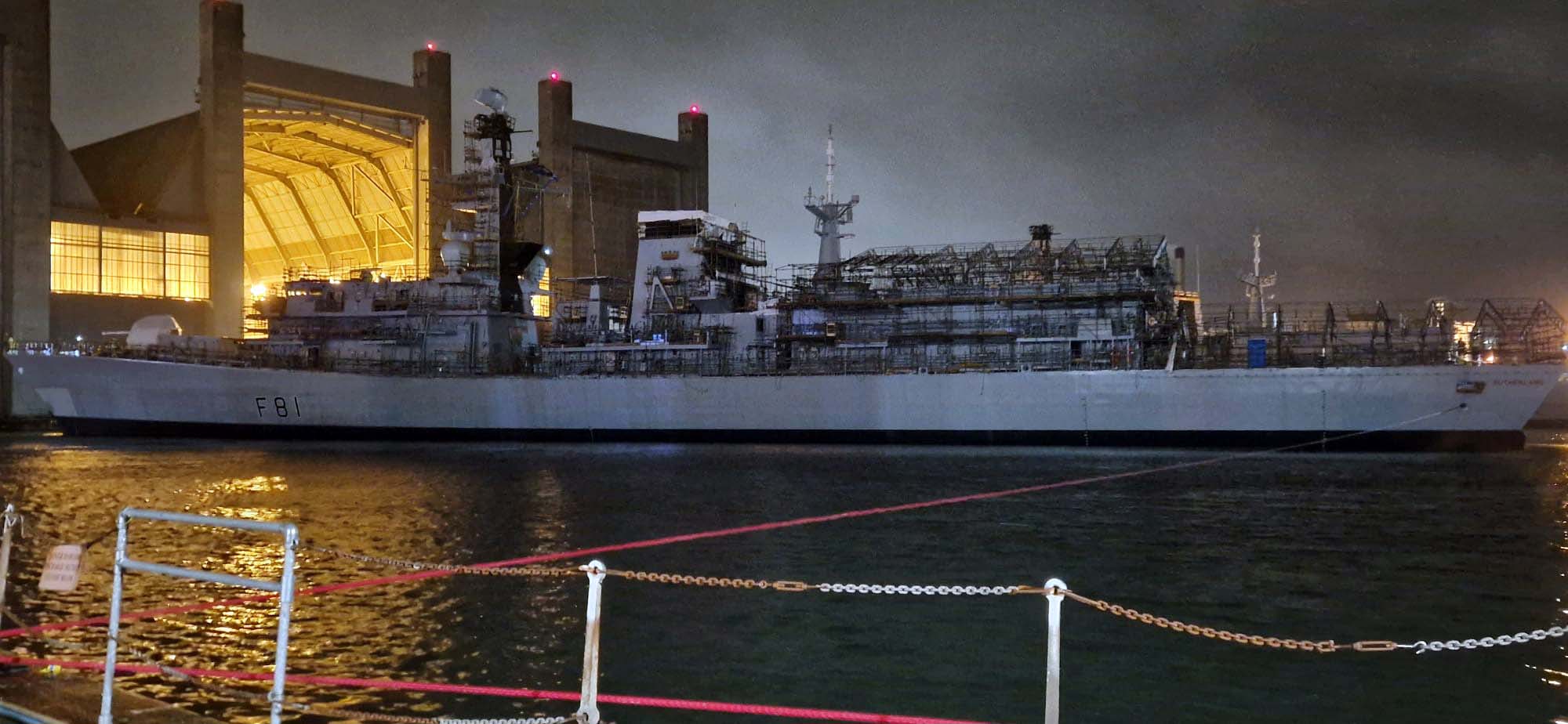 HMS Sutherland returns to the water after refit