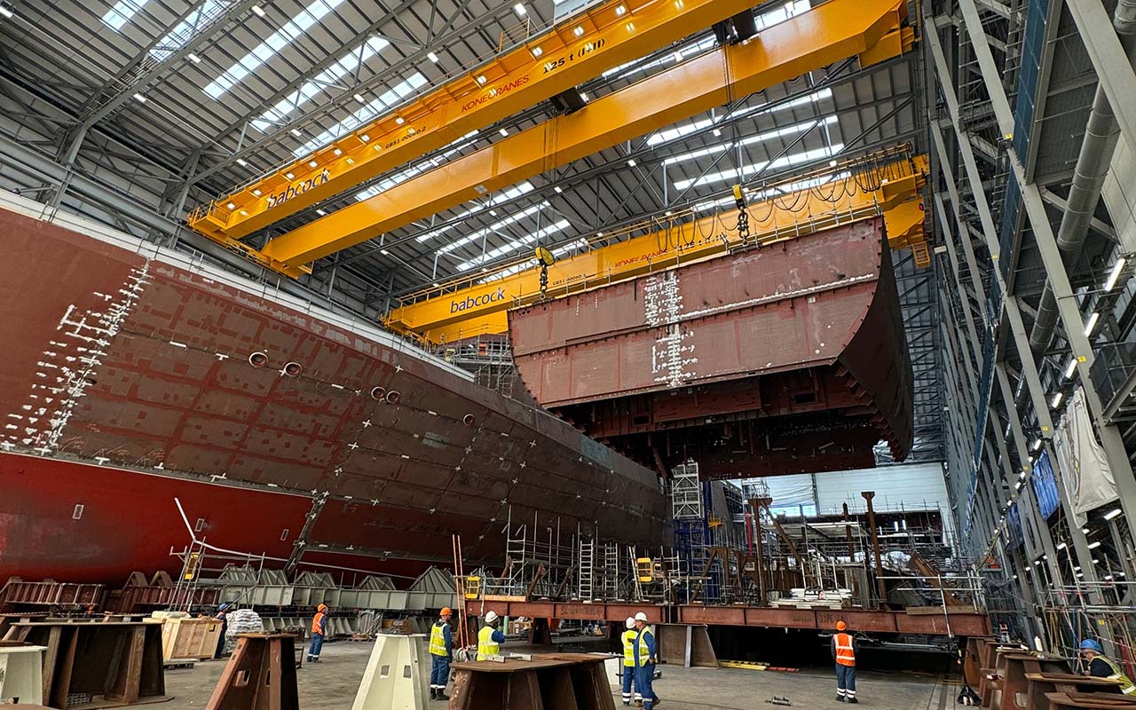 Blocks lifted into place for new Type 31 Frigate HMS Active