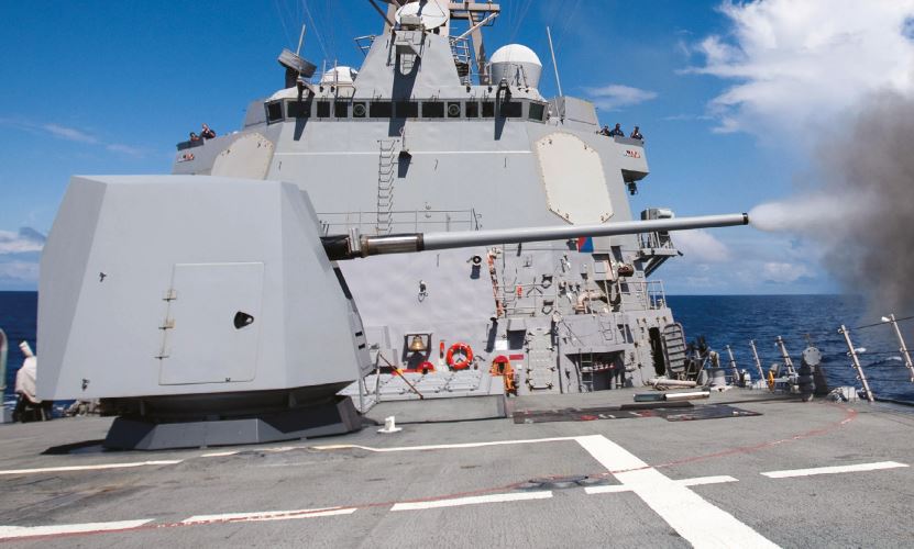 Main gun fitted on new British frigate