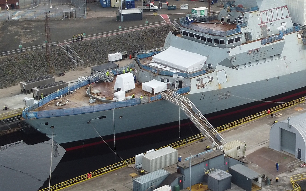 Exclusive drone shots show Britain’s first Type 26 Frigate