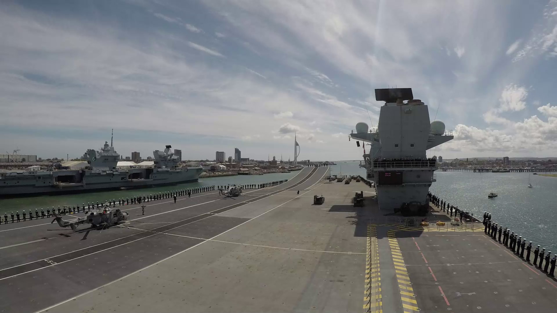Timelapse shows british carrier depart on global mission