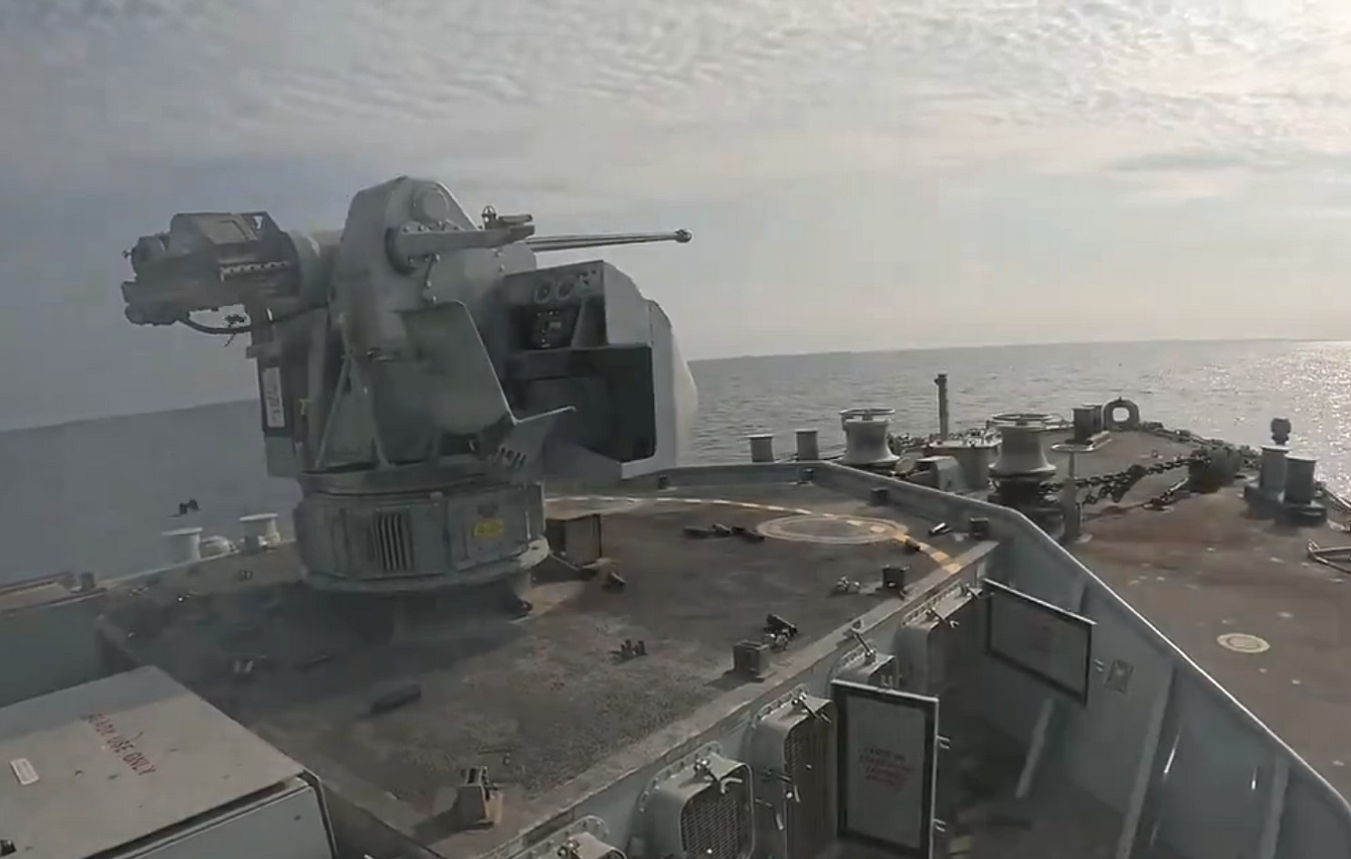 British warship ‘opens fire’ with gun