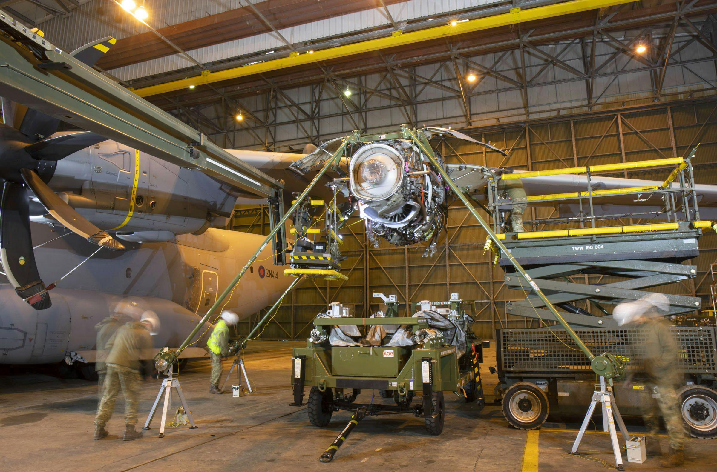 RAF engineers complete A400M engine change on Falkland Islands